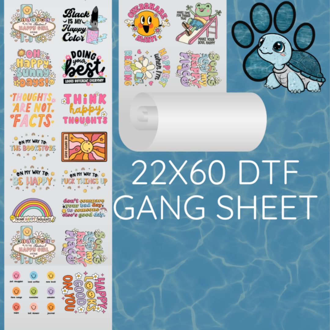 Happiness 22x60 Premade DTF – Turtle Dane Co