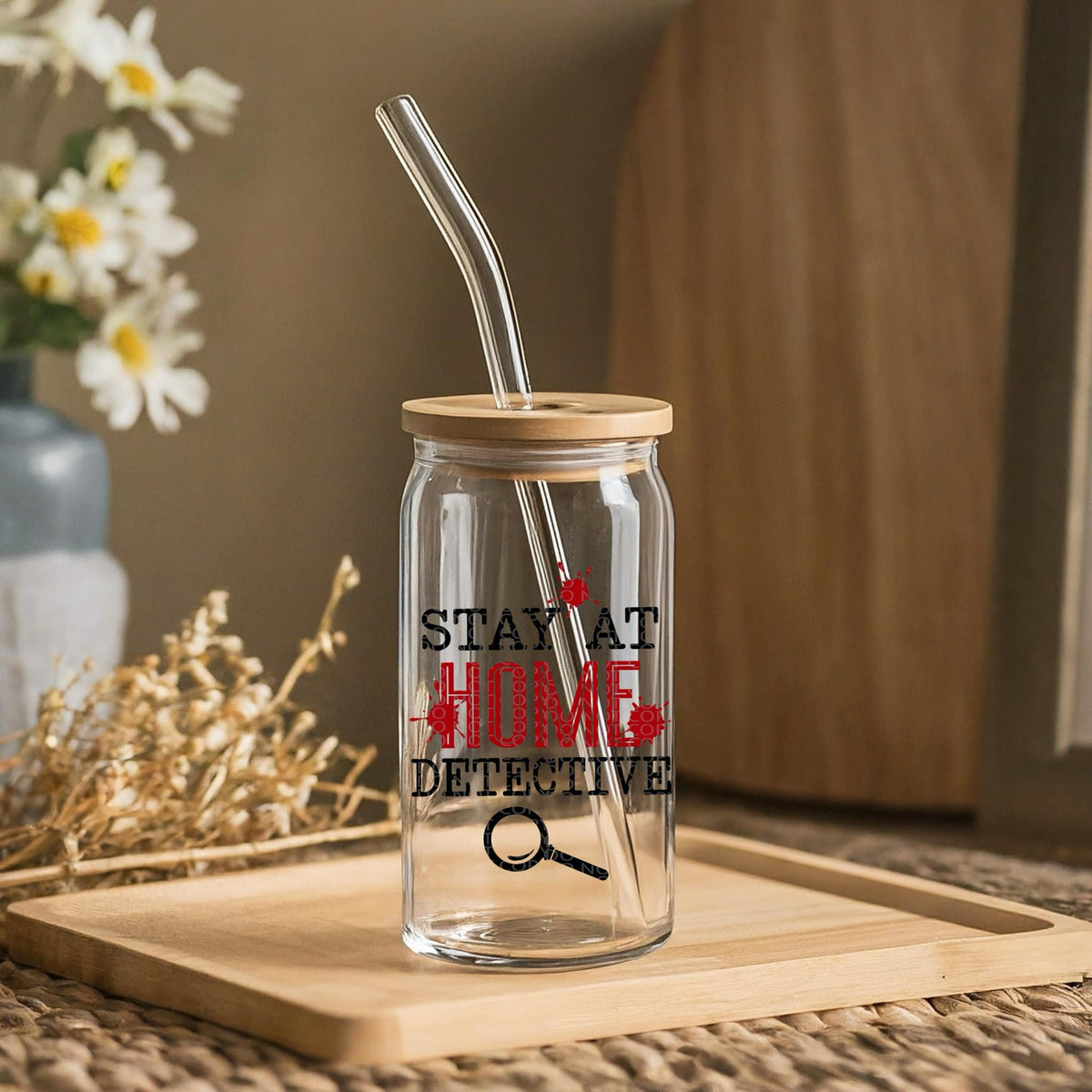 Stay At Home Detective Glass Cup – Turtle Dane Co